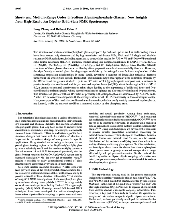 (PDF) Short- and Medium-Range Order in Sodium Aluminophosphate Glasses ...