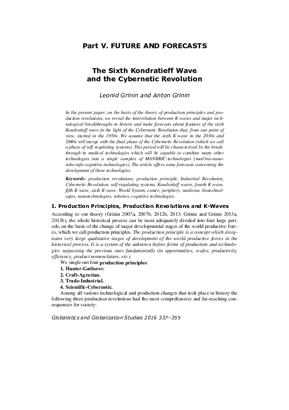 (PDF) The Sixth Kondratieff Wave and the Cybernetic Revolution. Globalistics and Globalization ...