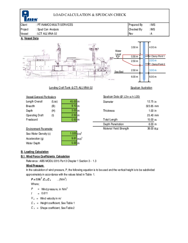 (PDF) LOAD CALCULATION & SPUDCAN CHECK