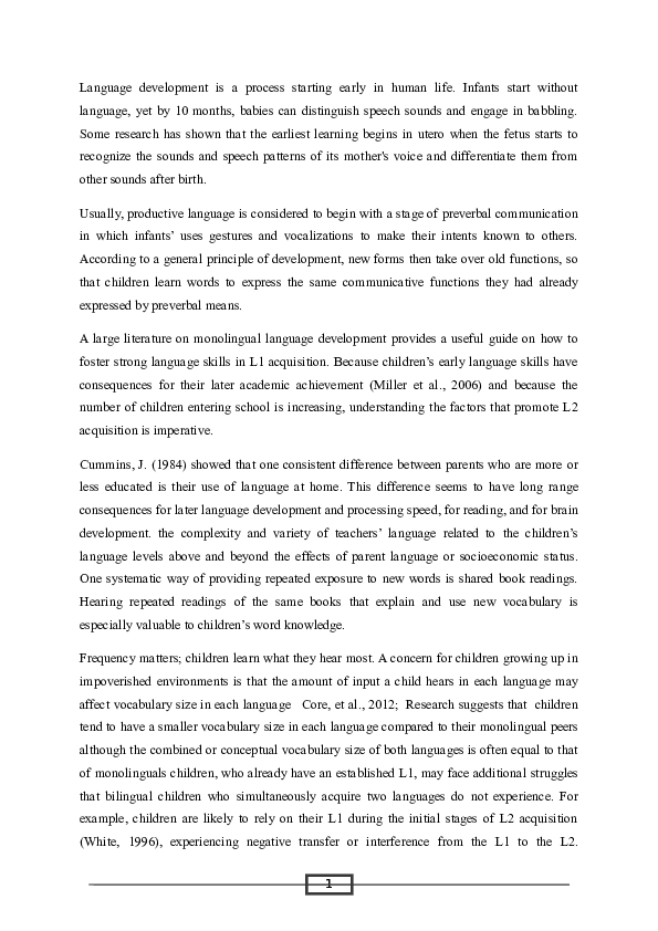 child language acquisition stages of development