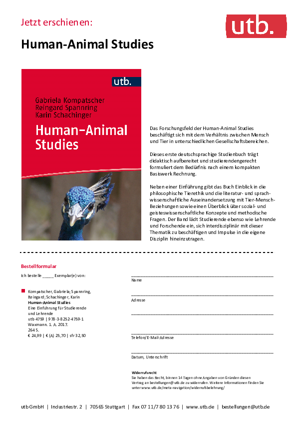 (PDF) Human-Animal Studies. Eine Einführung für Studierende und Lehrende