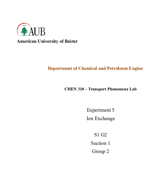 (DOC) Experiment 5 Ion Exchange S1 G2 Section 1 Group 2