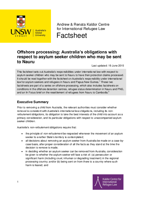 (PDF) Offshore processing: Australia's obligations with respect to ...