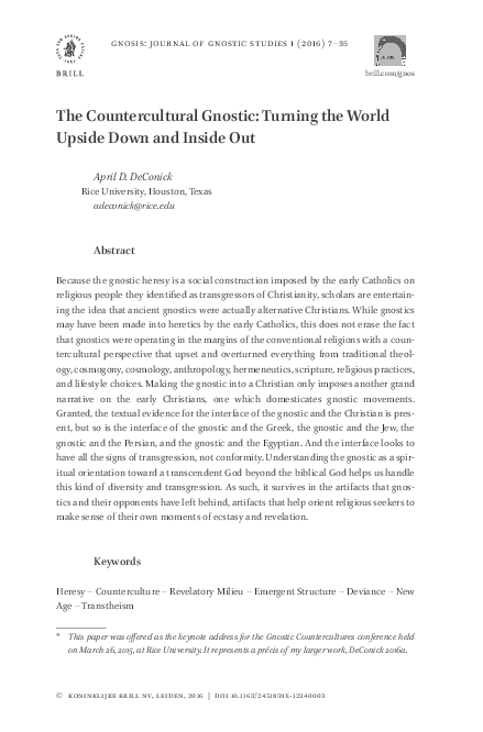 (PDF) The Countercultural Gnostic: Turning the World Upside Down and Inside Out