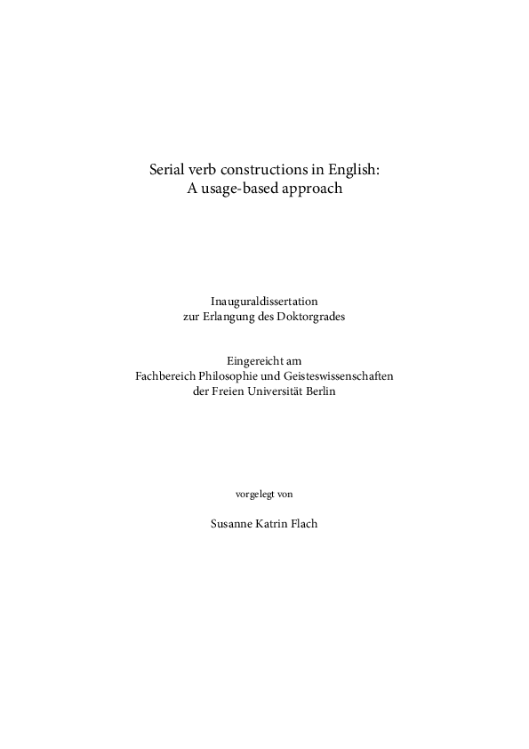 (PDF) Serial verb constructions in English: A usage-based approach