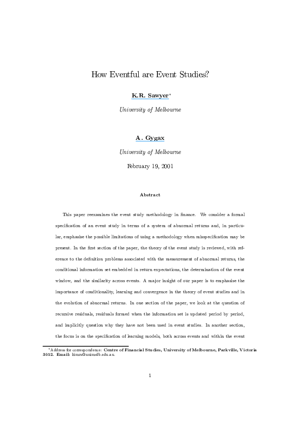 (PDF) How Eventful are Event Studies?
