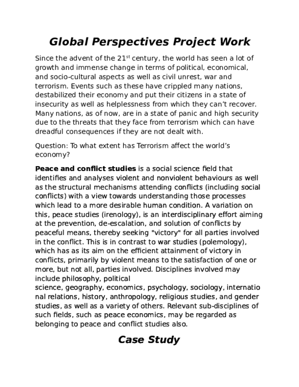 (DOC) Global Perspectives Project Work