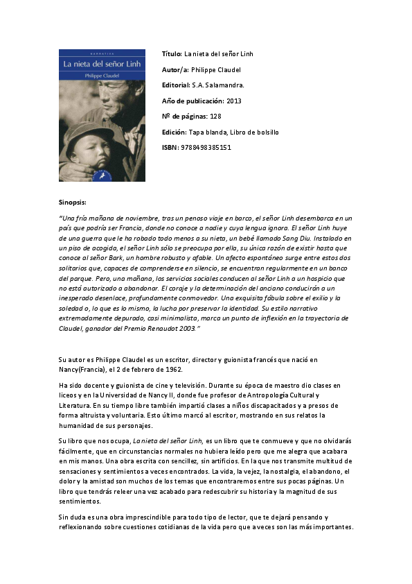 Free PDF Download - Reseña y análisis: La nieta del señor Linh | Juan ...