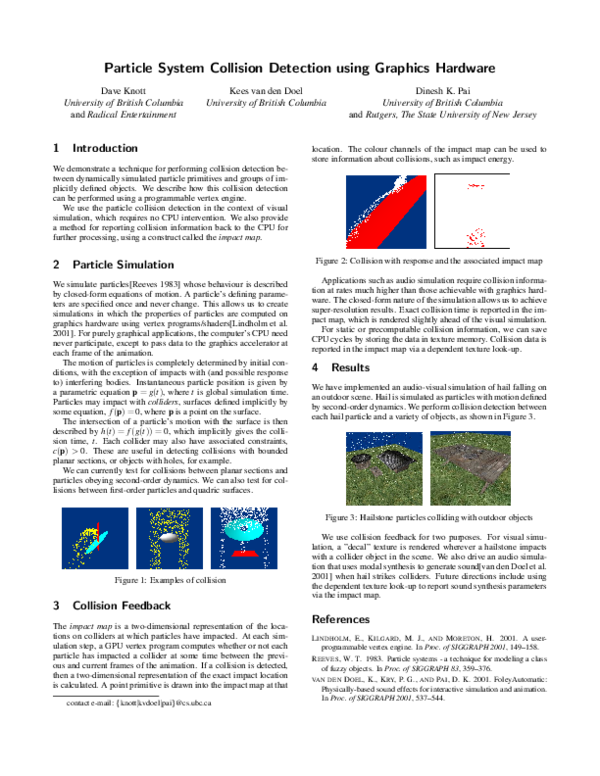 (PDF) Particle system collision detection using graphics hardware