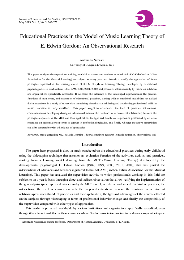 (PDF) Educational Practices in the Model of Music Learning Theory of E ...