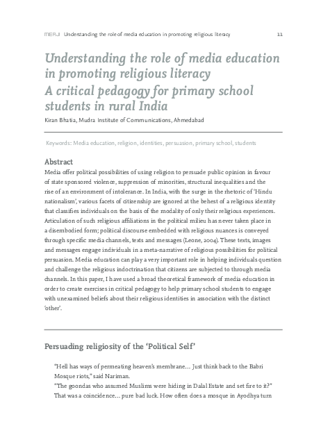 (PDF) Understanding the role of media education in promoting religious ...