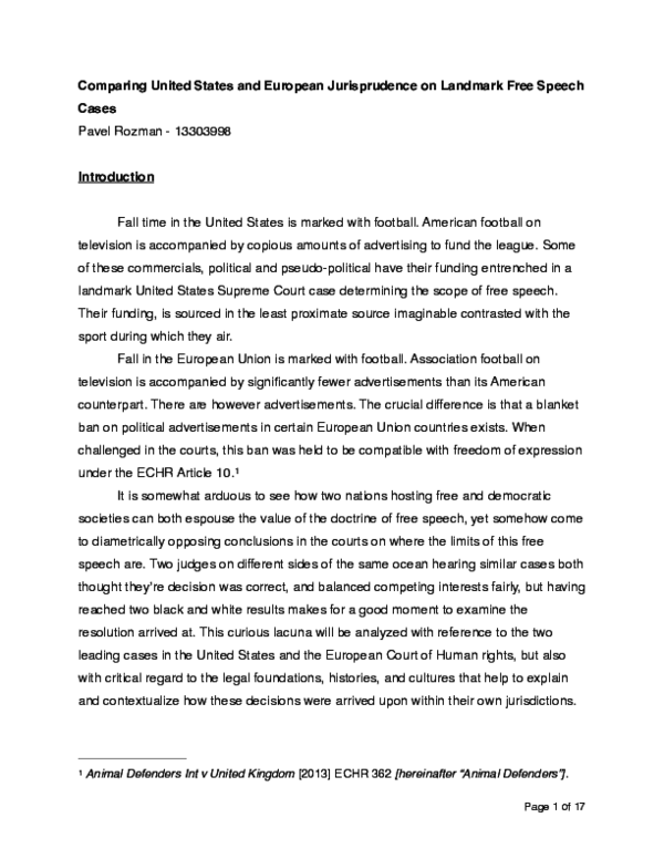 (PDF) Comparing United States and European Jurisprudence on Landmark ...