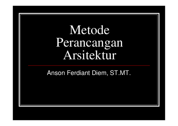 Metode Perancangan Arsitektur