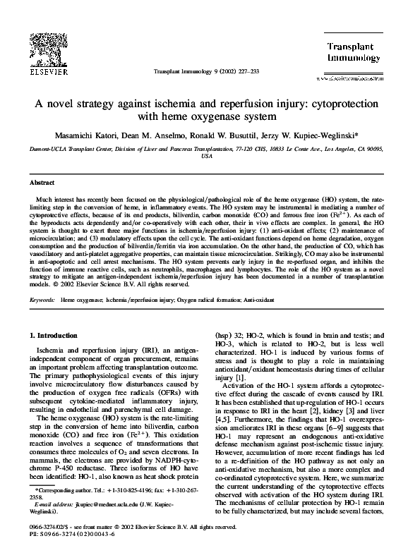 (PDF) A novel strategy against ischemia and reperfusion injury ...