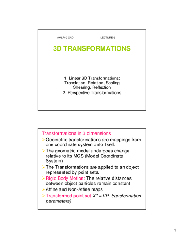 (PDF) 3D TRANSFORMATIONS