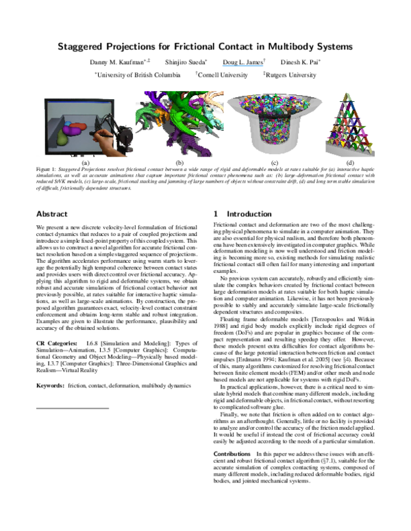 (PDF) Staggered projections for frictional contact in multibody systems