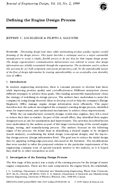 (PDF) Defining the Engine Design Process