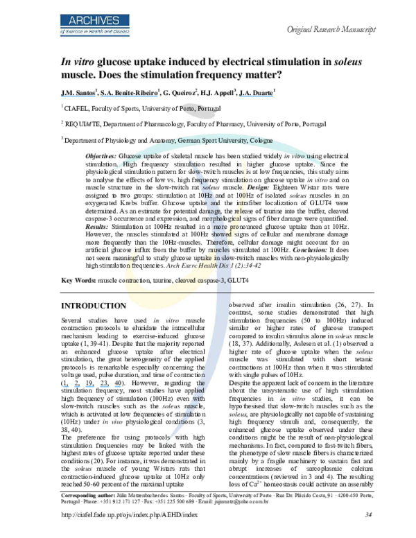 (PDF) In vitro glucose uptake induced by electrical stimulation in ...