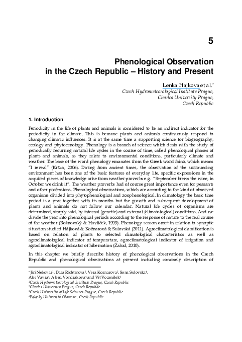 (PDF) Phenological Observation in the Czech Republic - History and Present