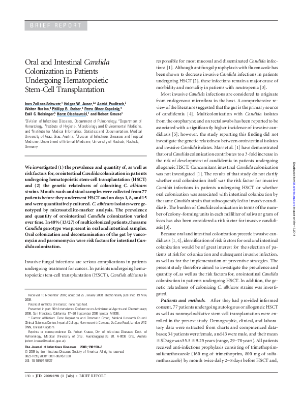 (PDF) Oral and Intestinal Candida Colonization in Patients Undergoing ...