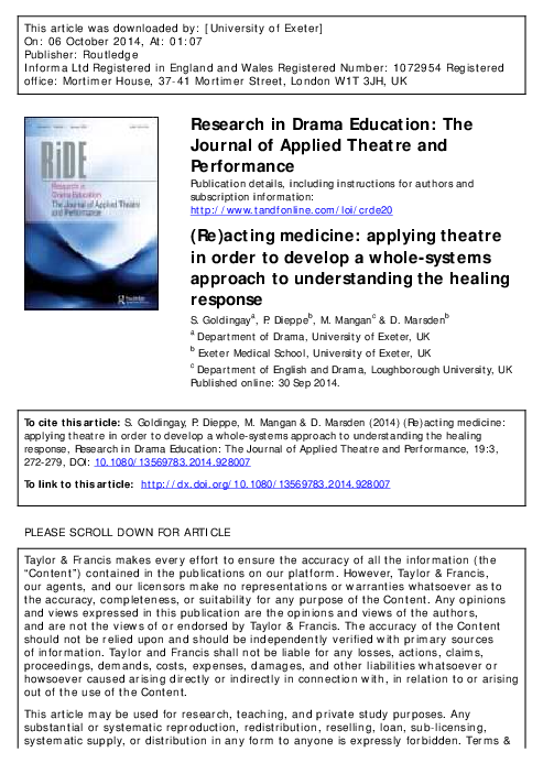 (PDF) (Re) acting medicine: applying theatre in order to develop a ...