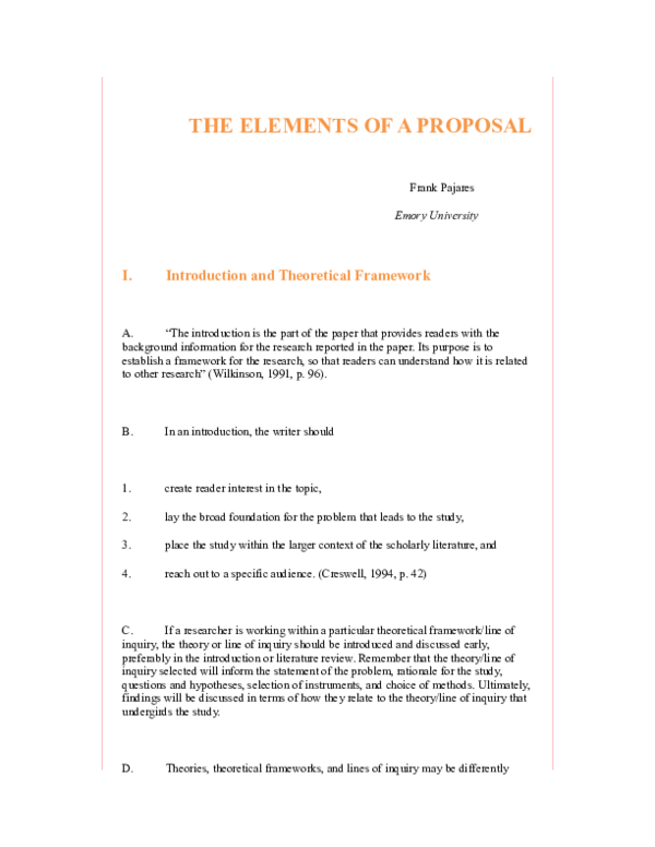 (DOC) THE ELEMENTS OF A PROPOSAL