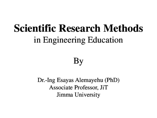 Scientific Research Methods in Engineering Education Chapter one ...