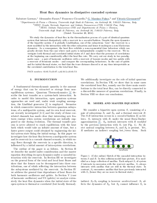 (PDF) Heat flux dynamics in dissipative cascaded systems | Francesco ...