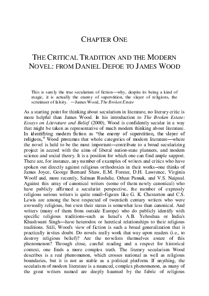 (PDF) "Literary Secularism," Chapter 1: The Critical Tradition and the ...