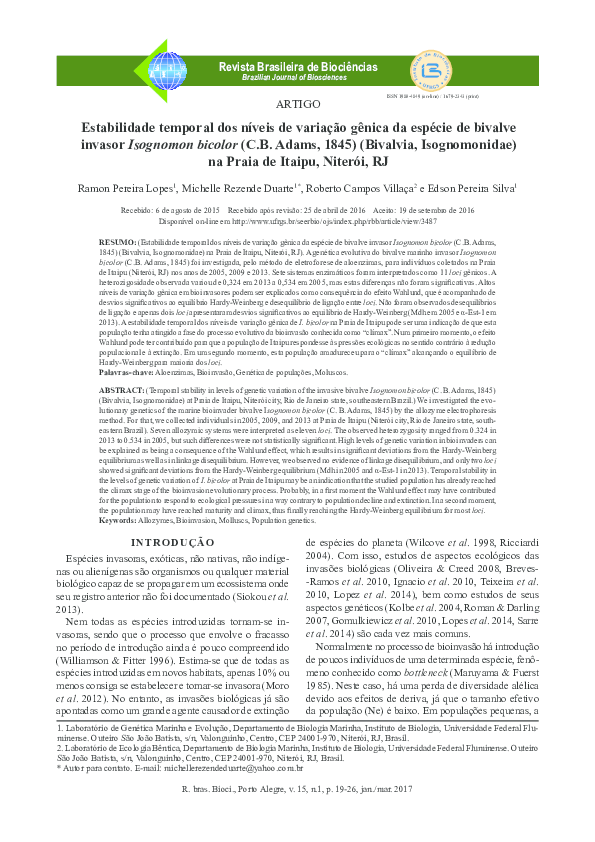 (PDF) Estabilidade temporal dos níveis de variação gênica da espécie de ...