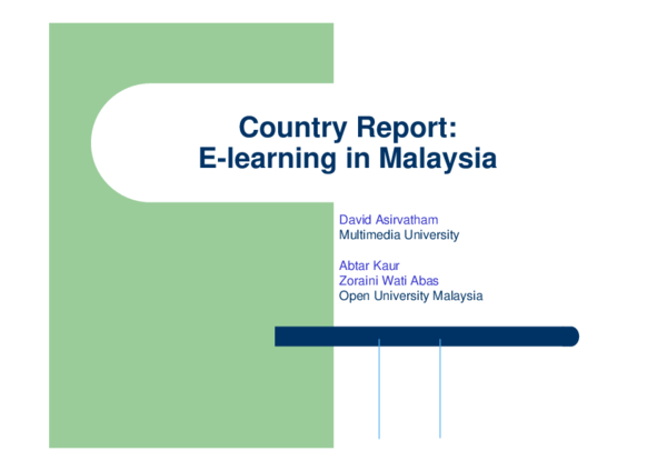 (PDF) Country Report: E-learning in Malaysia