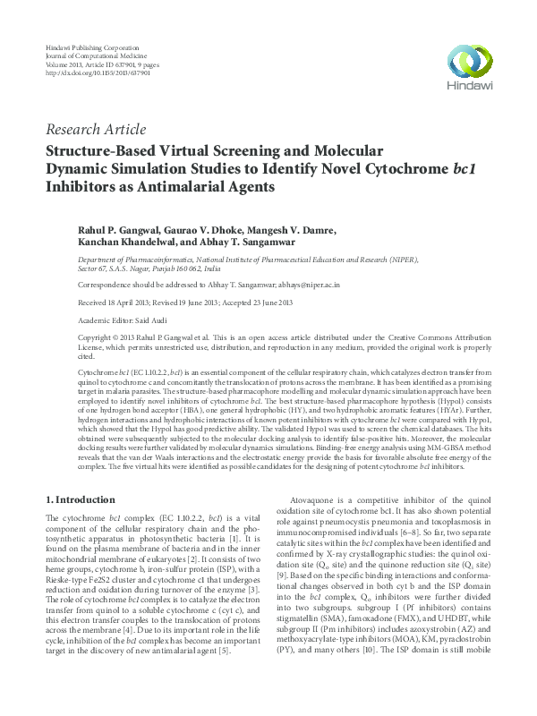 Pdf Structure Based Virtual Screening And Molecular Dynamic