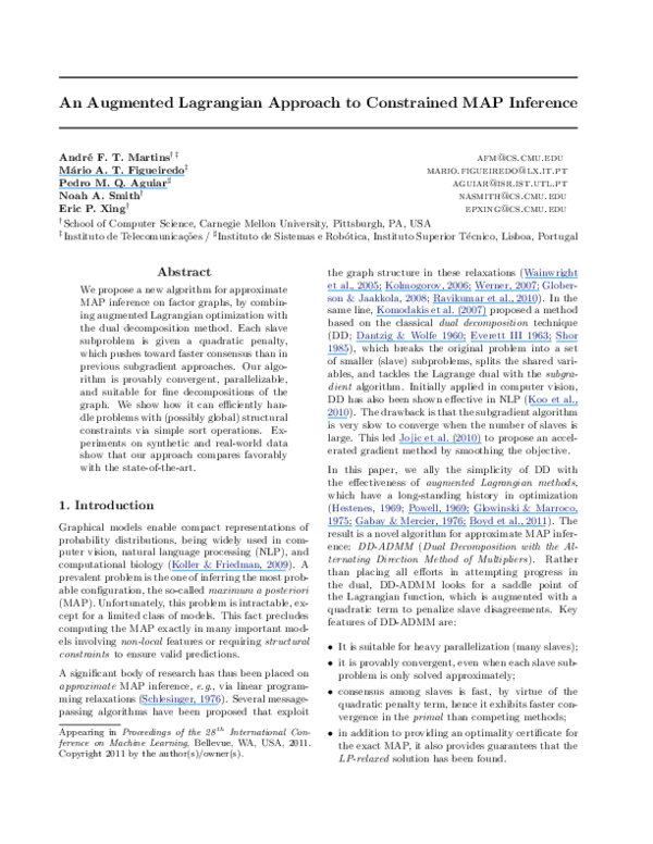 Pdf An Augmented Lagrangian Approach To The Constrained Optimization Formulation Of Imaging