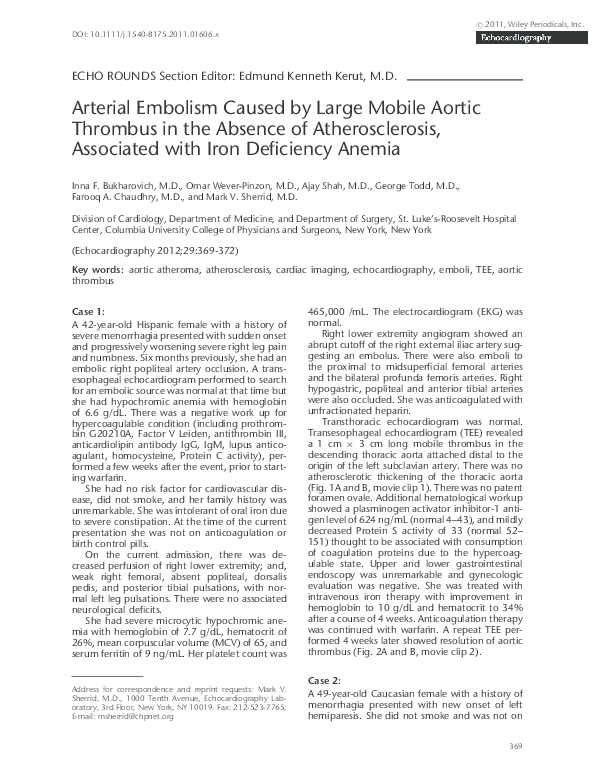 (PDF) A thrombotic snake in the thoracic aorta | giovanni guadalupi ...