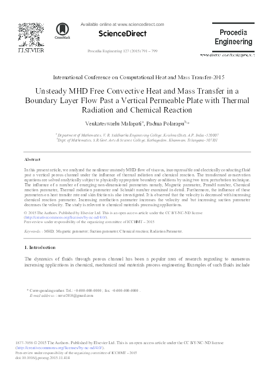 (PDF) Unsteady MHD Free Convective Heat and Mass Transfer in a Boundary Layer Flow Past a ...