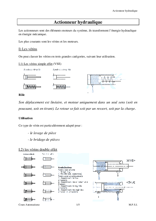 (PDF) Actionneur hydraulique Actionneur hydraulique