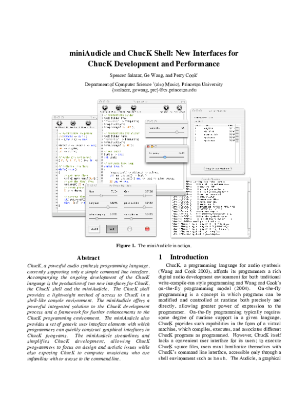 (PDF) miniAudicle and ChucK Shell: New Interfaces for ChucK Development ...
