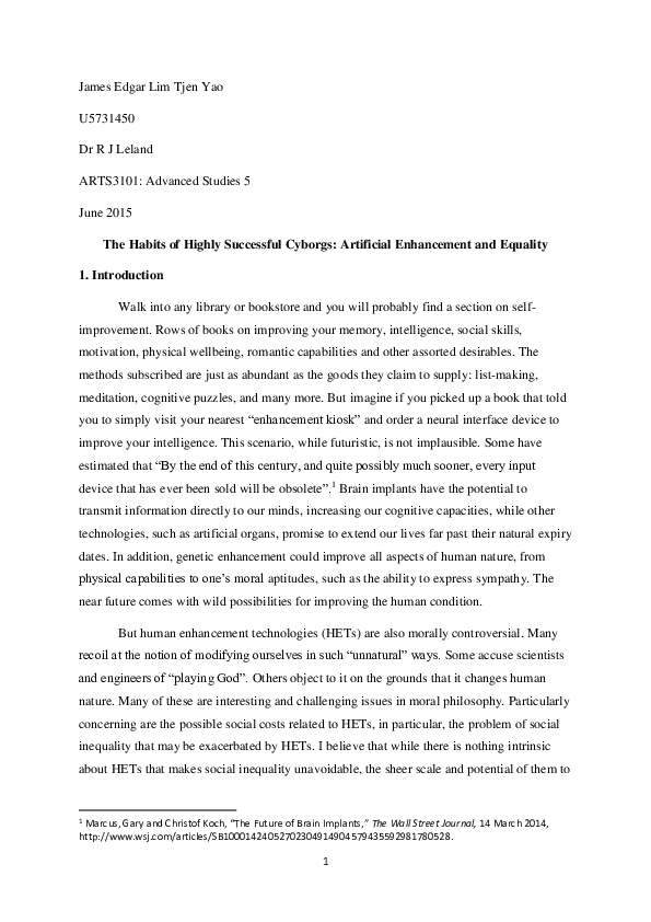 (PDF) Artificial Enhancement and Equality