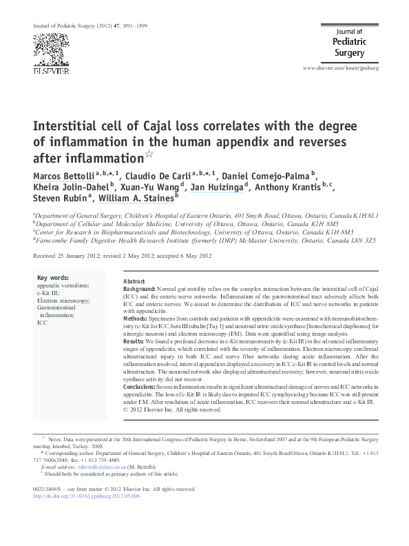 (PDF) Interstitial cell of Cajal loss correlates with the degree of ...