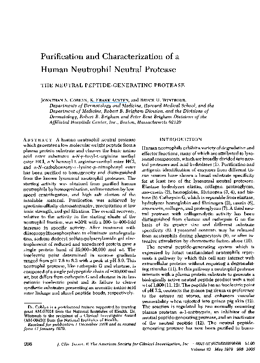 (PDF) Purification and Characterization of a Human Neutrophil Neutral Protease