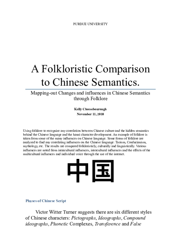 (PDF) A Folkloristic Comparison to Chinese Semantics. Mapping-out ...