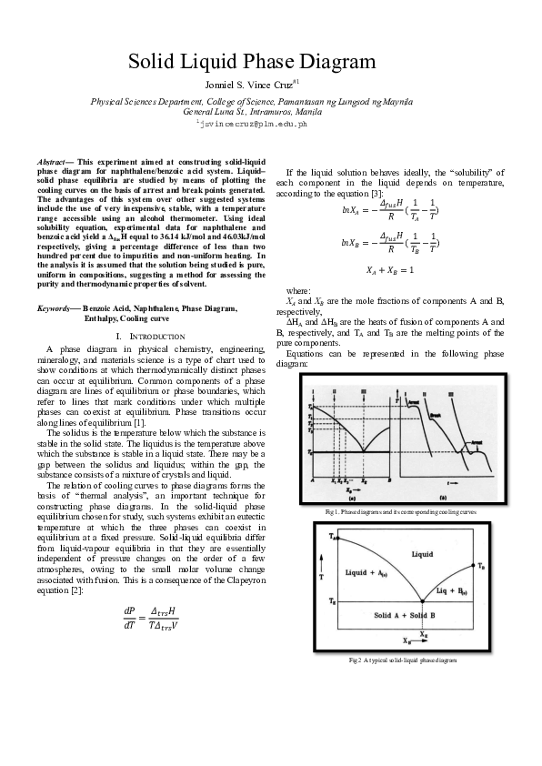 (PDF) Solid Liquid Phase Diagram Experiment/Procedure