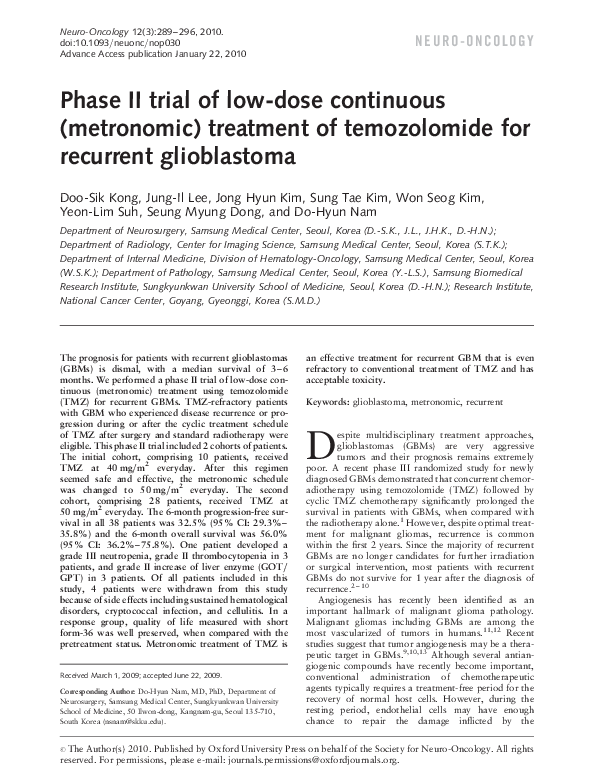 (PDF) Phase 2 study of dose-intense temozolomide in recurrent ...