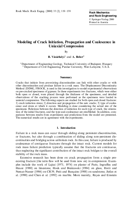 (PDF) Modeling of Crack Initiation, Propagation and Coalescence in Uniaxial Compression