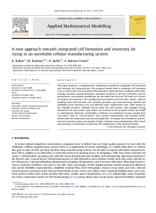 (PDF) Allocating a joint setup in a multi-cell system | J. George ...