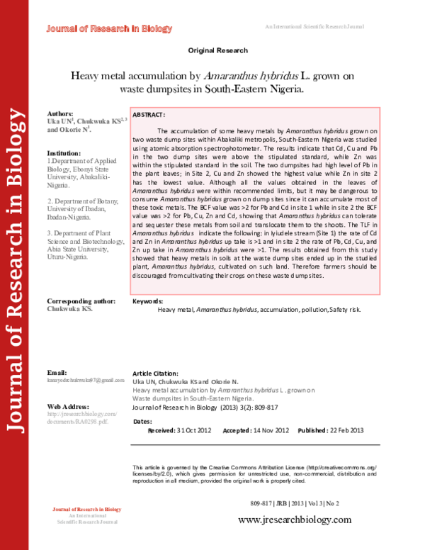 (PDF) Journal of Research in Biology - Volume 3 Issue 2.pdf