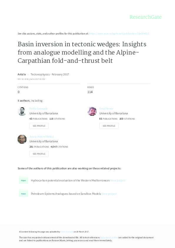 (PDF) Basin inversion in tectonic wedges: insights from analogue ...