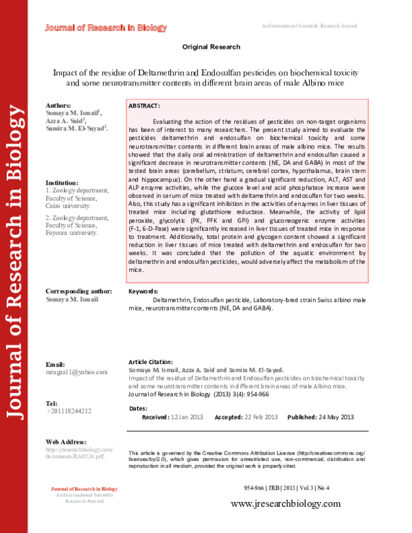 (PDF) Journal of Research in Biology - Volume 4 Issue 5 | Journal of Research in Biology (JRB ...