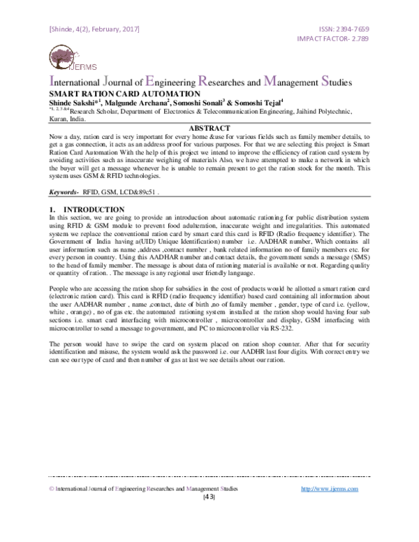 (PDF) SMART RATION CARD AUTOMATION