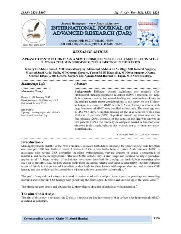 (PDF) Z-PLASTY TRANSPOSITION FLAPS A NEW TECHNIQUE IN CLOSURE OF SKIN ...